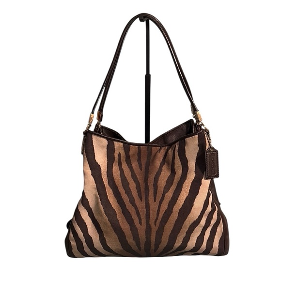 Coach | Bags | Coach Madison Brown Zebra Print Small Phoebe Shoulder ...